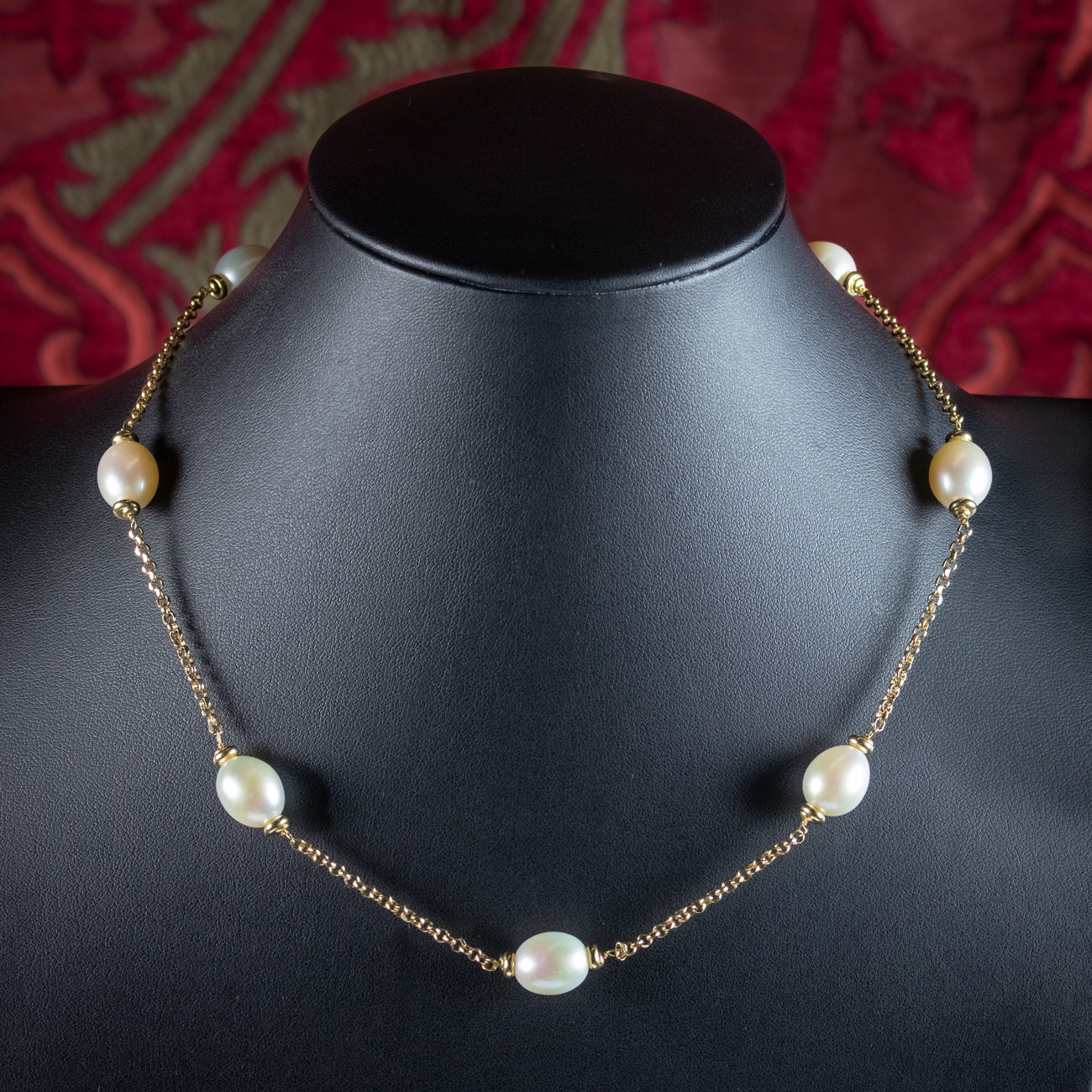 Vintage Style Pearl Chain Necklace 18ct Gold – Laurelle Antique Jewellery