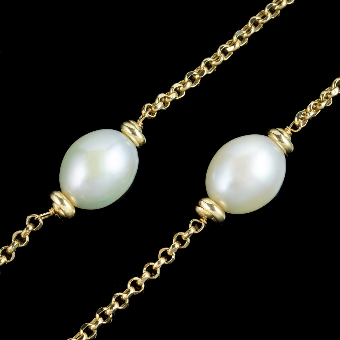 Vintage Style Pearl Chain Necklace 18ct Gold – Laurelle Antique Jewellery
