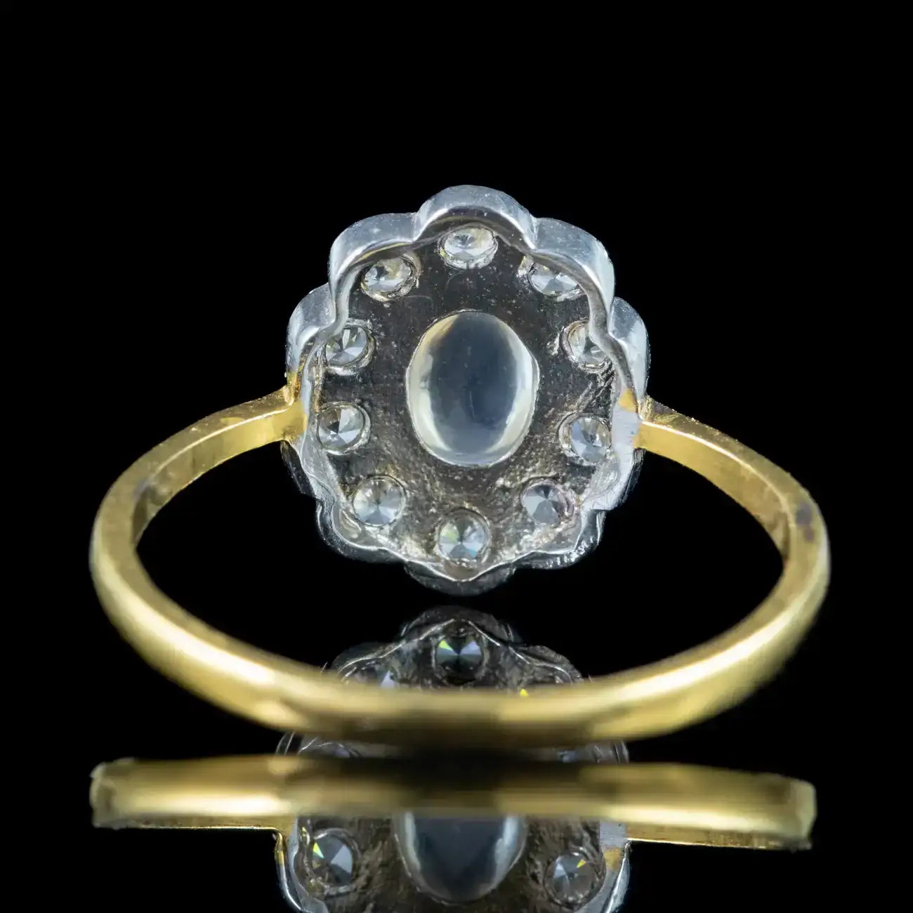 Edwardian Style Moonstone Paste Stone Cluster Ring 9ct Gold On Silver ...