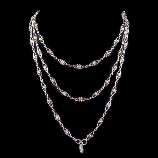 Antique Victorian French Guard Chain Necklace Silver Circa 1900 ...