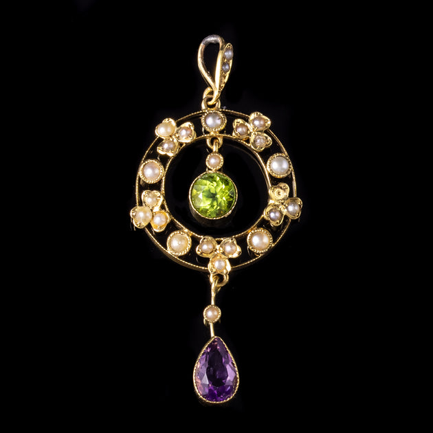 Antique Edwardian Suffragette Dropper Pendant 15ct Gold Circa 1910 ...