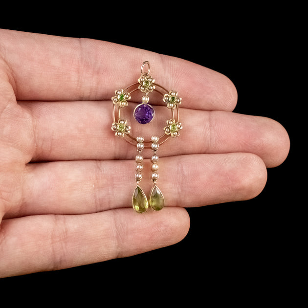 Antique Edwardian Suffragette Dropper Pendant 18ct Gold Circa 1910 ...