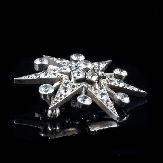 Vintage Victorian Revival Paste Star Brooch Silver – Laurelle Antique ...