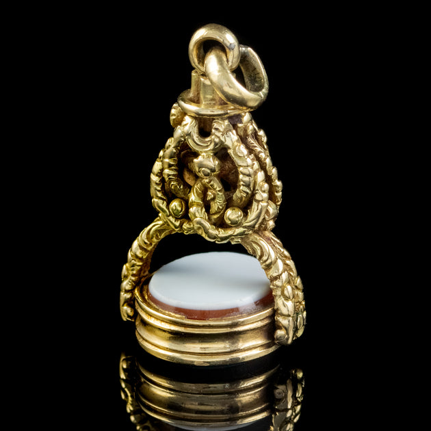 Antique Victorian Agate Fob Seal Pendant 18ct Gold Circa 1870 ...