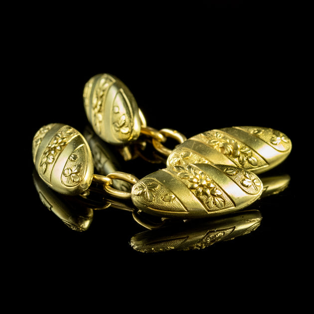 Antique Victorian French 18ct Gold Engraved Double Cufflinks Circa 1900 ...