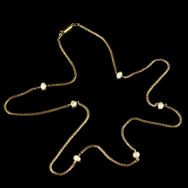 Antique Victorian Gold Pearl Plait Chain Circa 1895 – Laurelle Antique ...