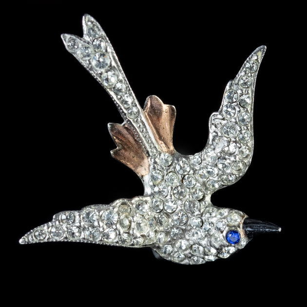 Antique Victorian Swallow Earrings Paste Stone Silver Birds Circa 1900 ...