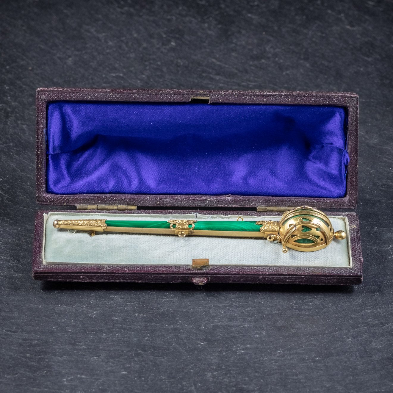 Antique Victorian Scottish Sword Brooch Malachite 18ct Gold Circa 1860 ...