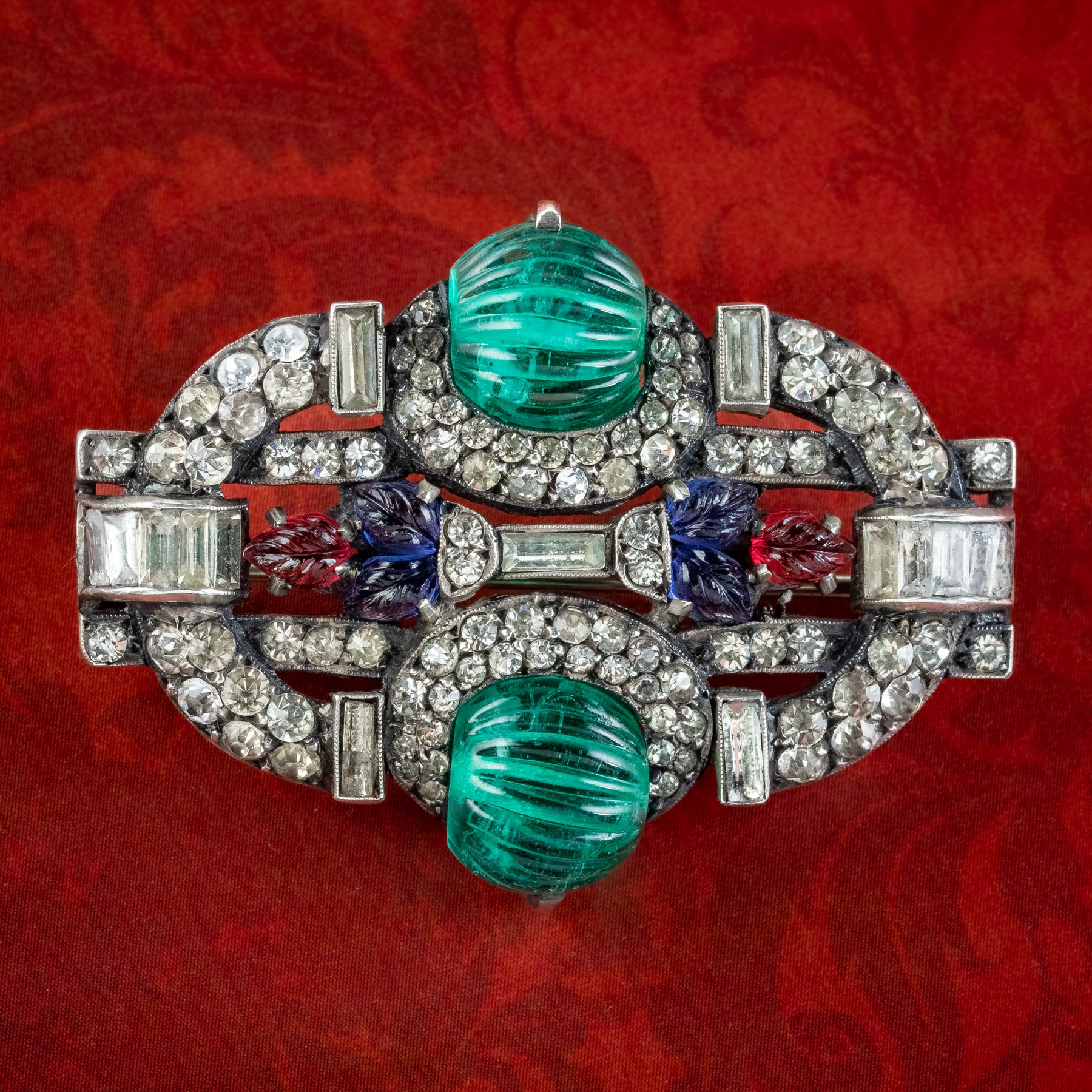 Antique Art Deco Paste Tourmaline Brooch Silver – Laurelle Antique ...