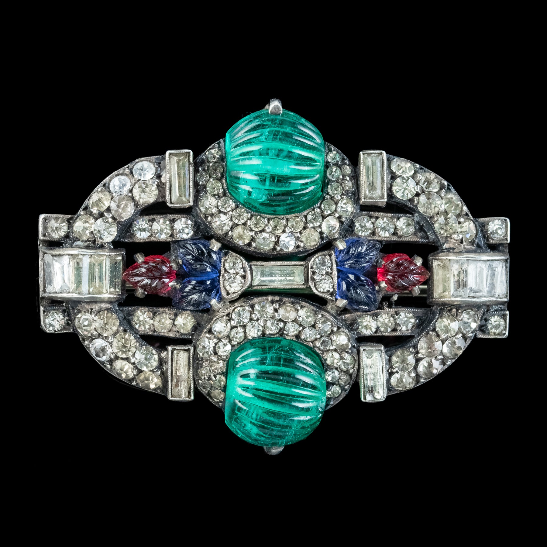 Antique Art Deco Paste Tourmaline Brooch Silver – Laurelle Antique ...