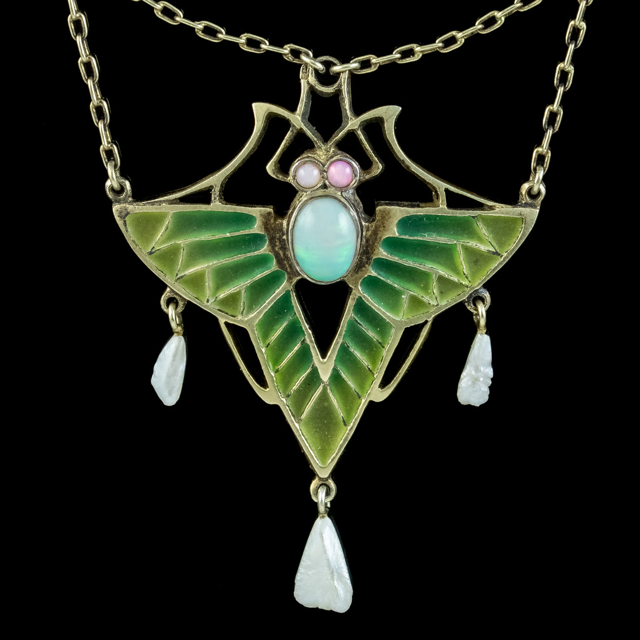 Antique Art Nouveau Plique A Jour Opal Pearl Butterfly Necklace Heinri ...