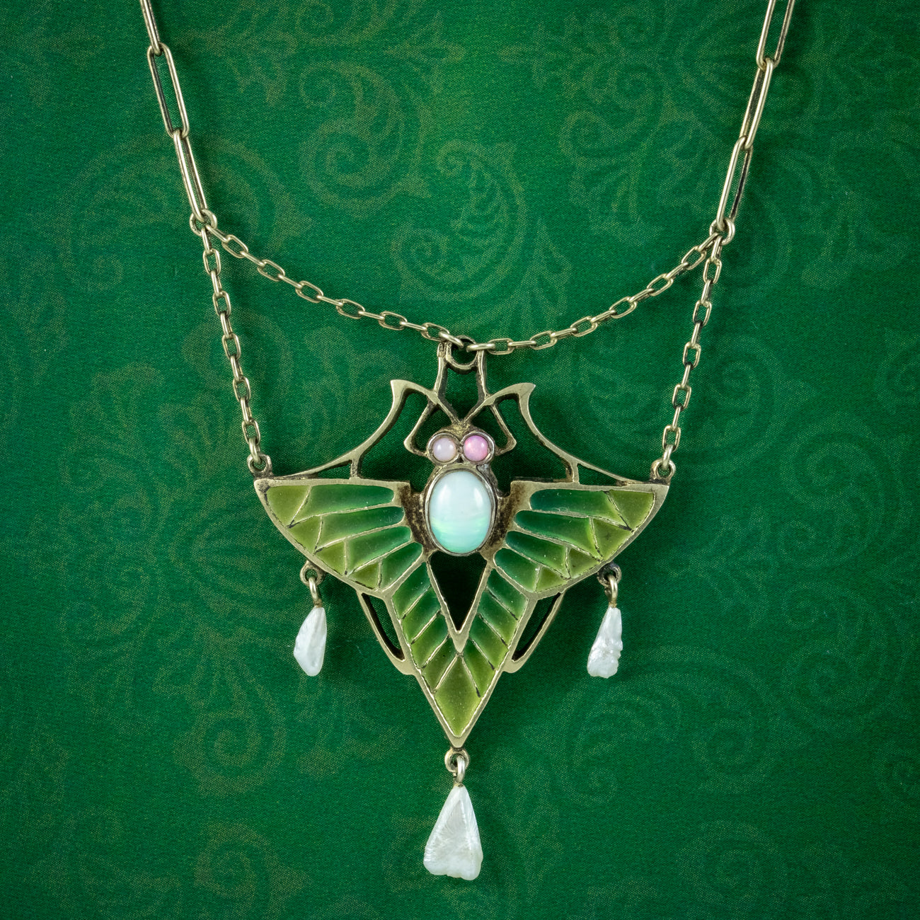 Antique Art Nouveau Plique A Jour Opal Pearl Butterfly Necklace Heinri ...