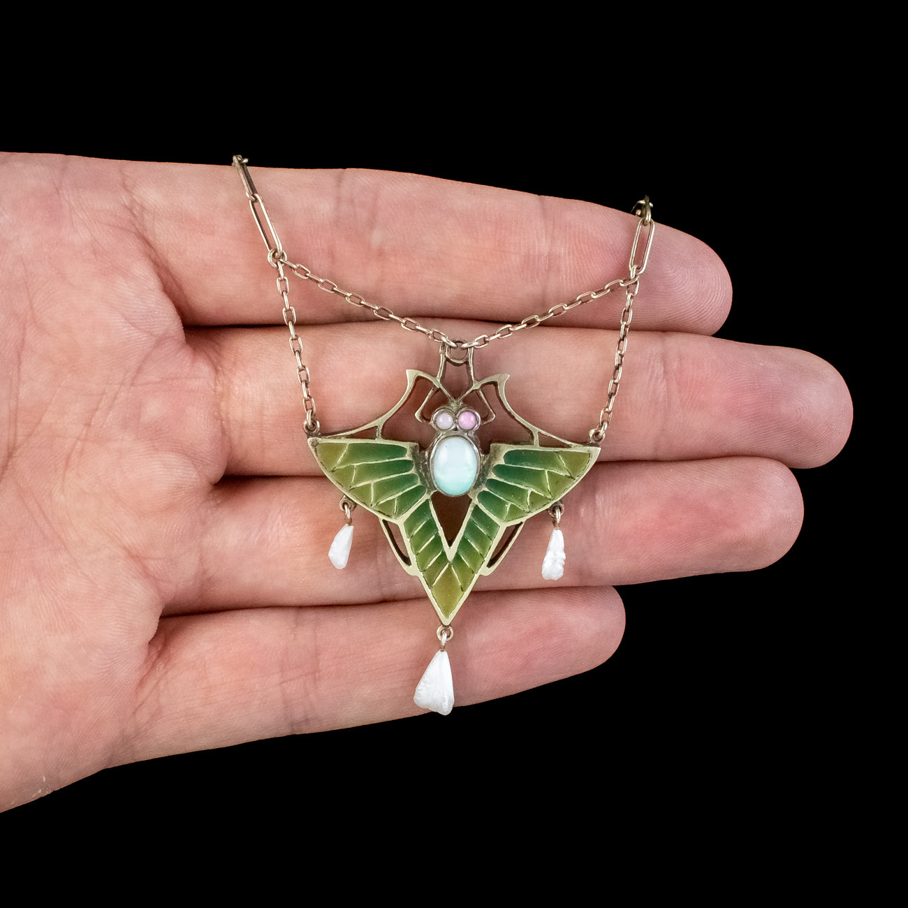 Antique Art Nouveau Plique A Jour Opal Pearl Butterfly Necklace Heinri ...