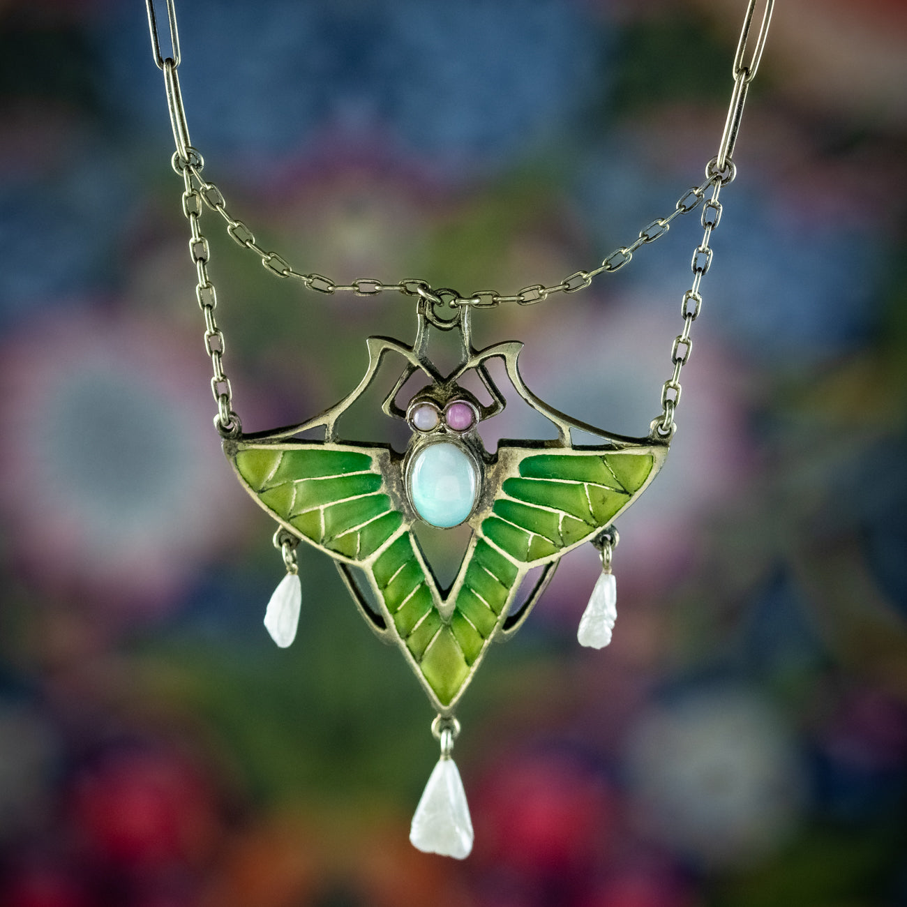 Antique Art Nouveau Plique A Jour Opal Pearl Butterfly Necklace Heinri ...