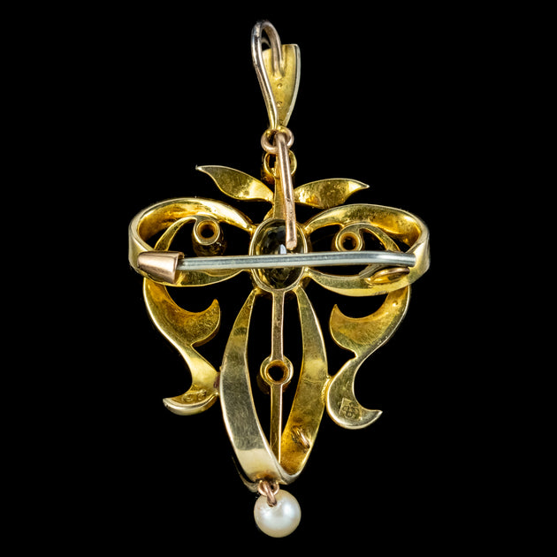 Antique Edwardian Aquamarine Pearl Ruby Pendant 9ct Gold Circa 1901 ...