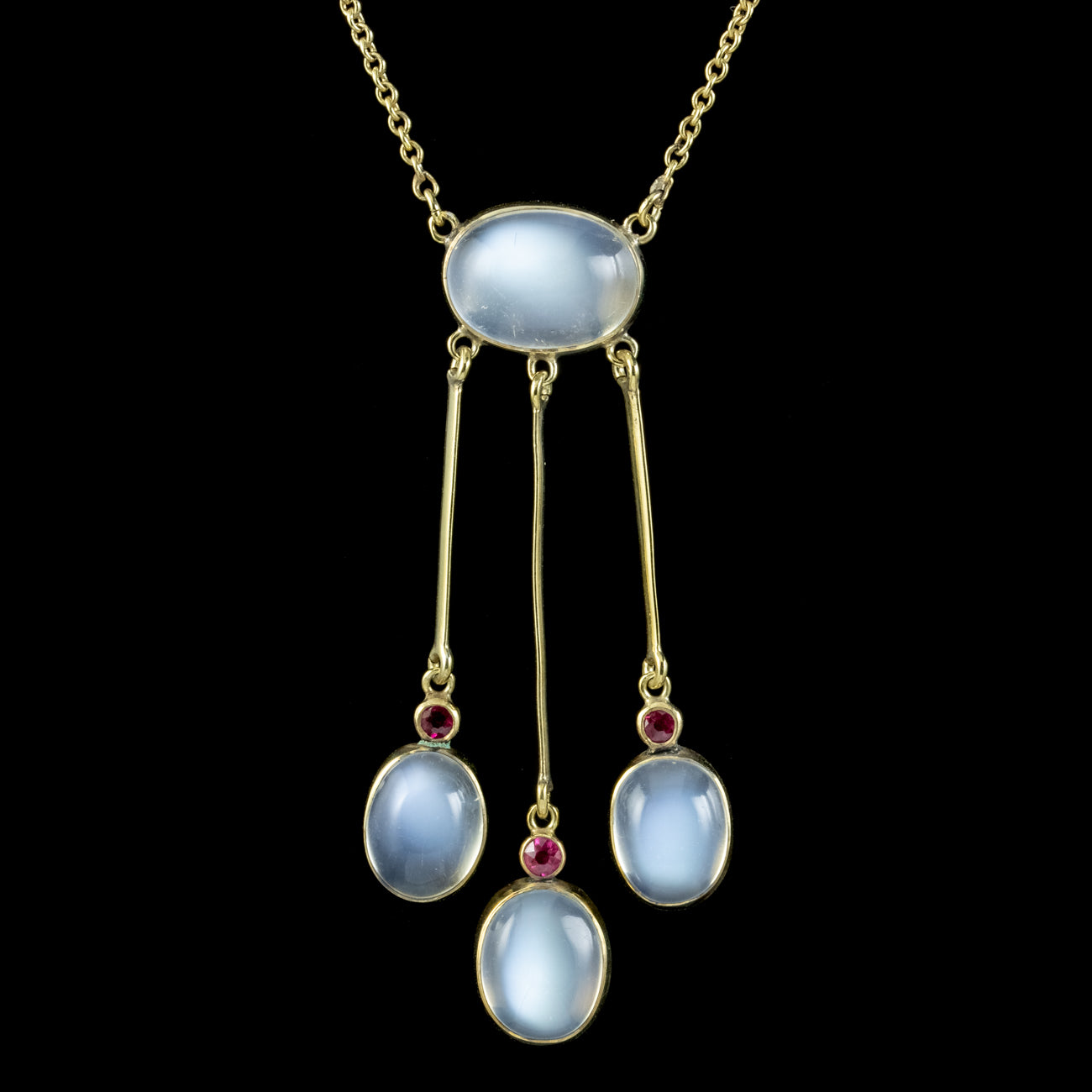 Antique Edwardian Moonstone Ruby Lavaliere Necklace Circa 1910 ...
