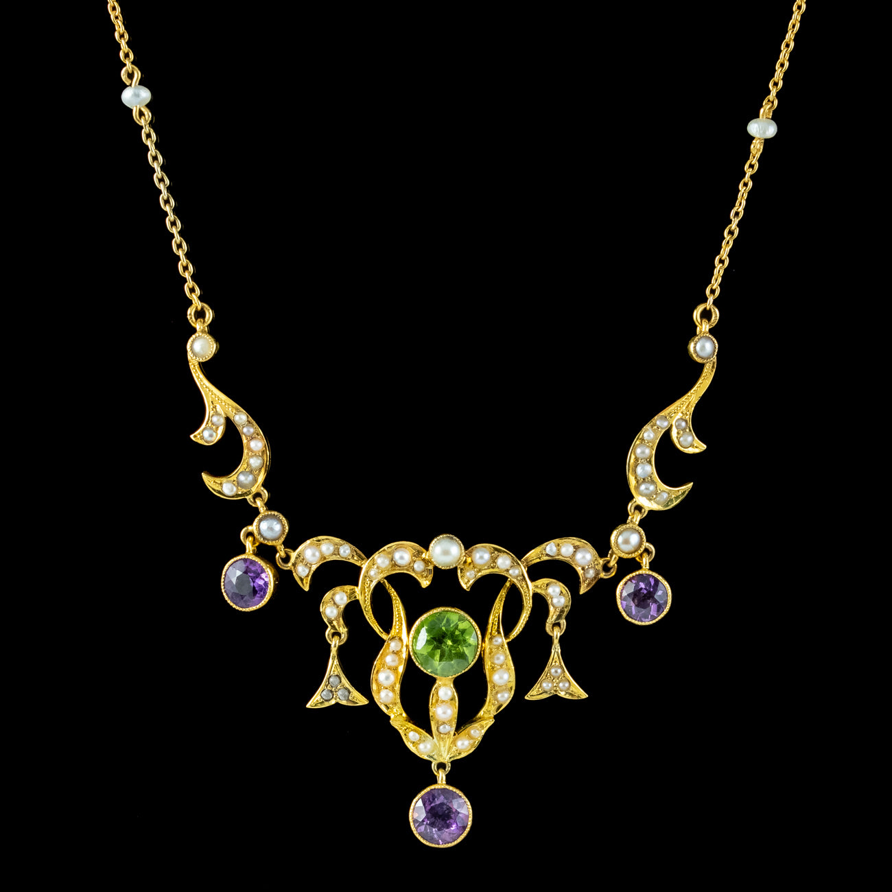 Antique Edwardian Suffragette Lavaliere Necklace 15ct Gold – Laurelle ...
