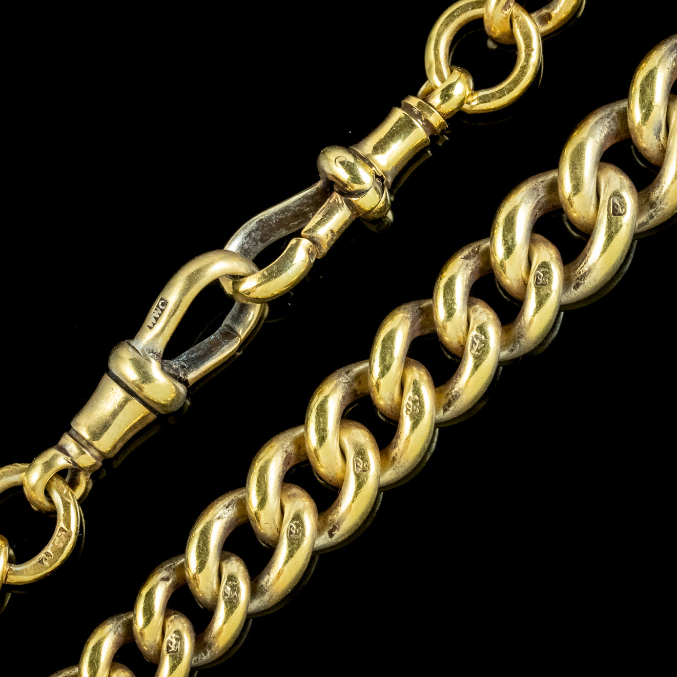 Antique Victorian Albert Chain Necklace 18ct Gold Sterling Silver Date ...