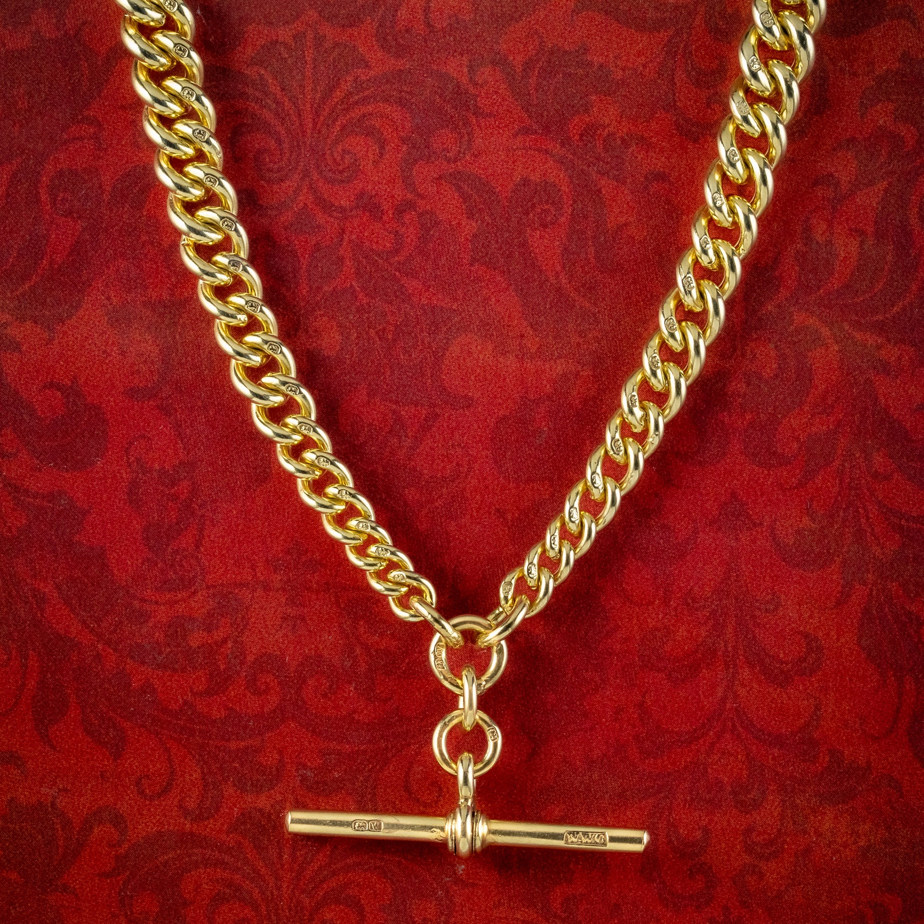Antique Victorian Albert Chain Sterling Silver 18ct Gold Gilt Dated 18 ...