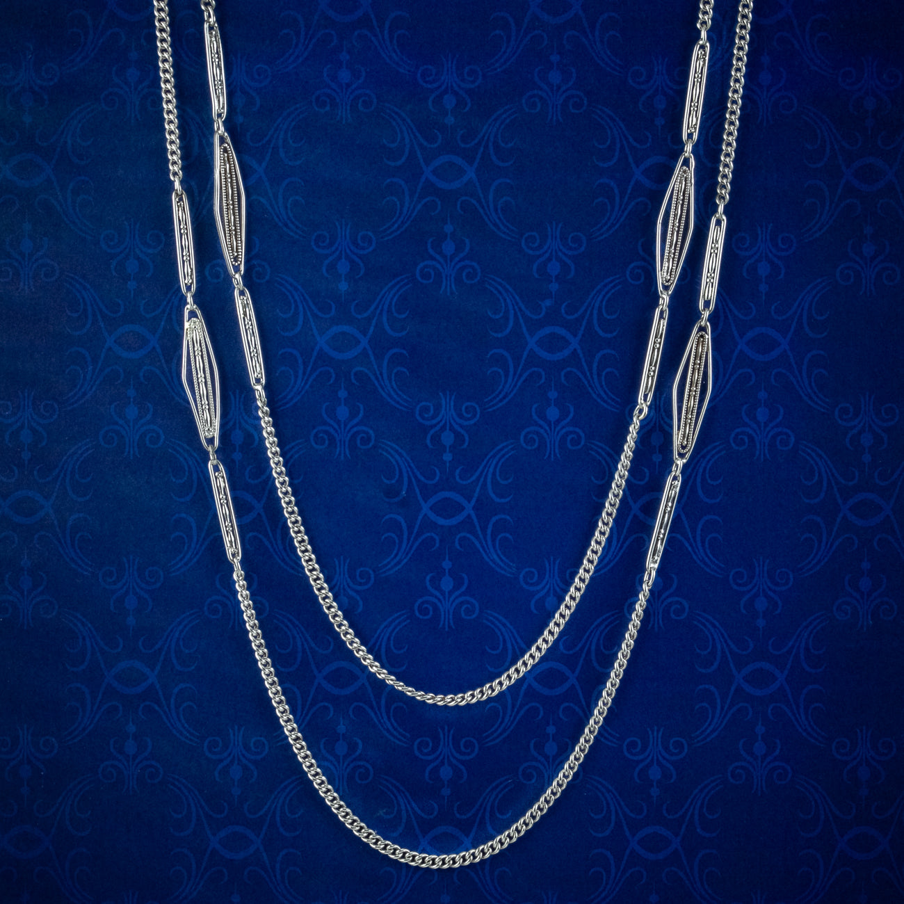 Antique Victorian Long Silver Chain Murrle Bennett – Laurelle Antique ...