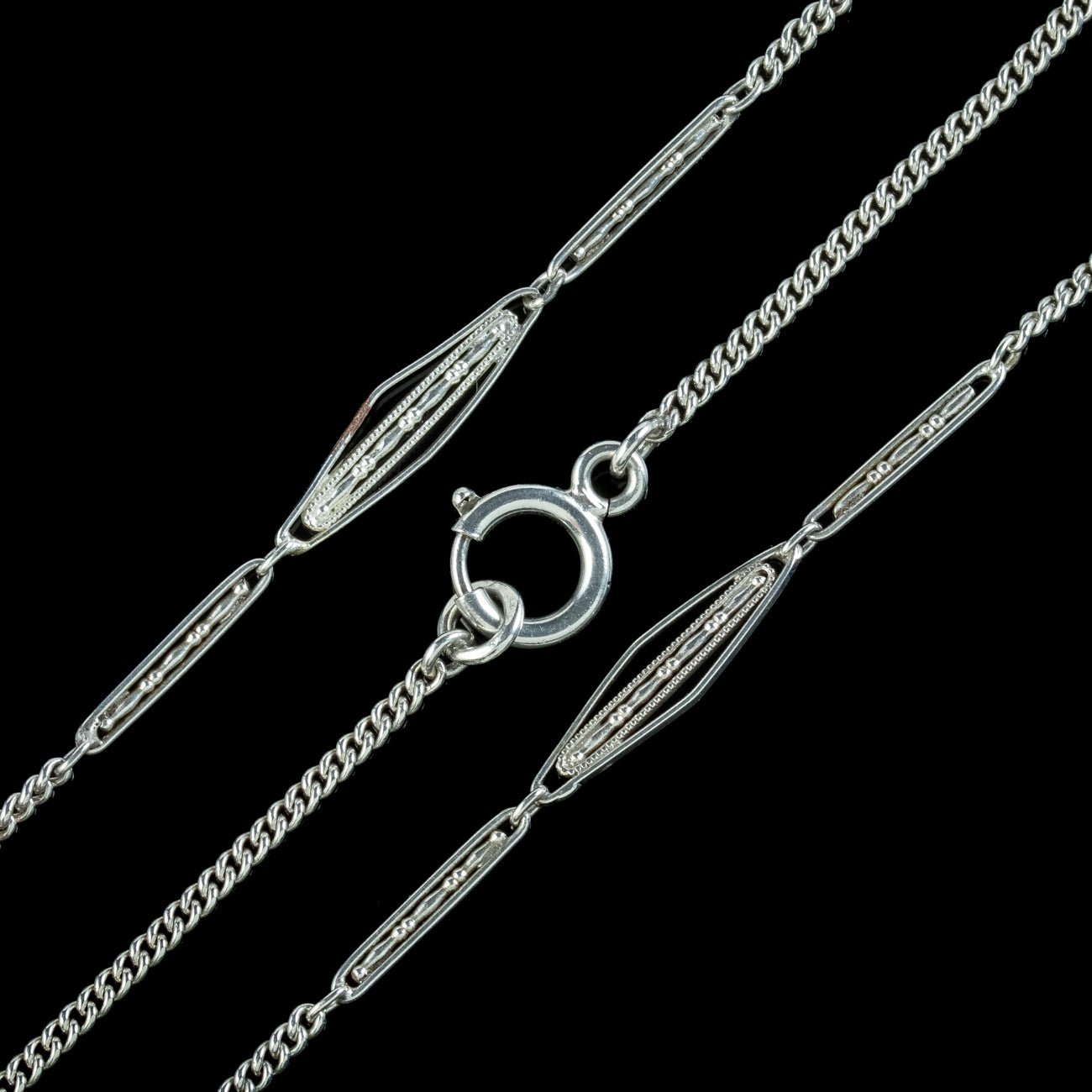 Antique Victorian Long Silver Chain Murrle Bennett – Laurelle Antique ...