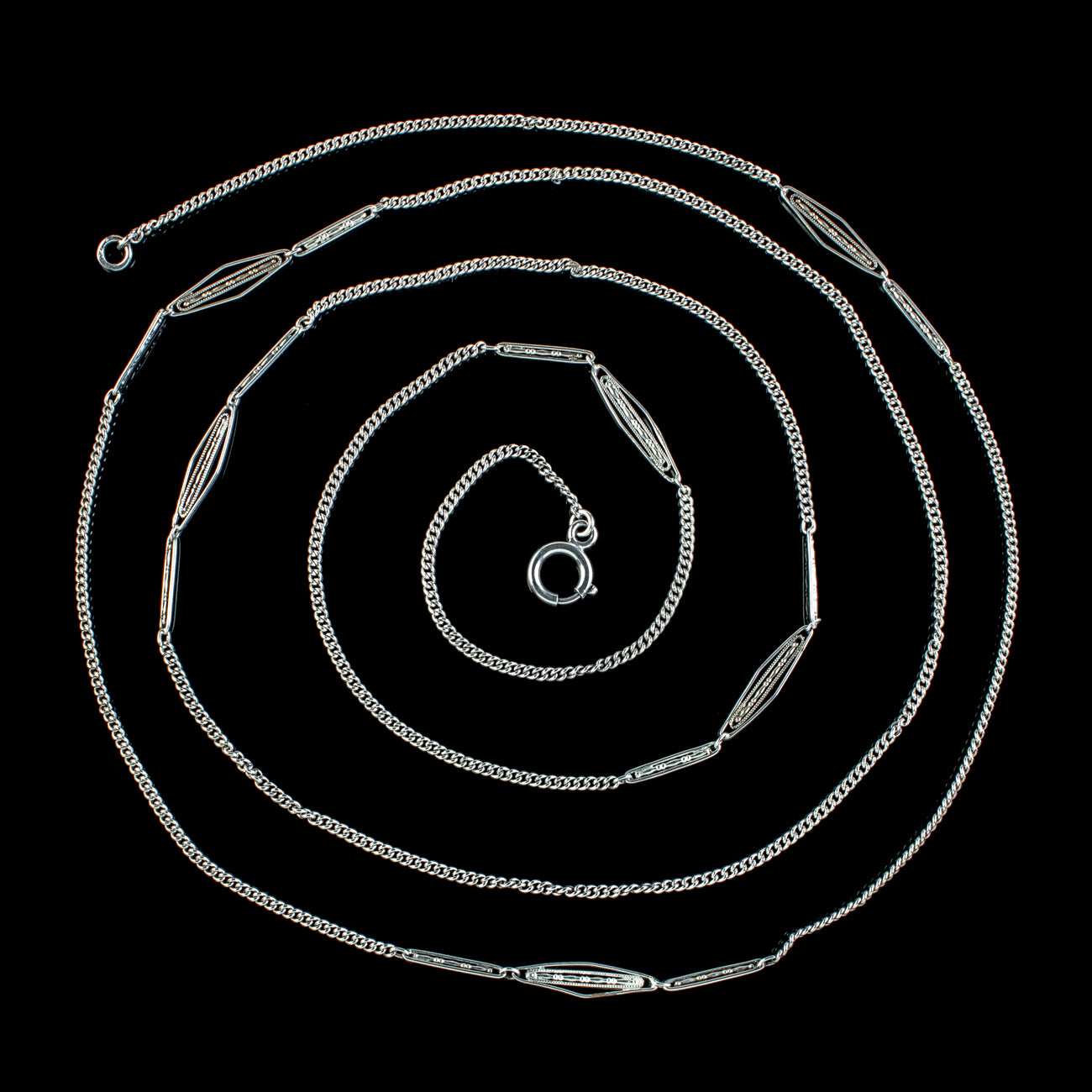 Antique Victorian Long Silver Chain Murrle Bennett – Laurelle Antique ...