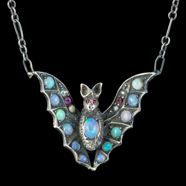 Antique Victorian Arts And Crafts Opal Ruby Bat Necklace – Laurelle ...