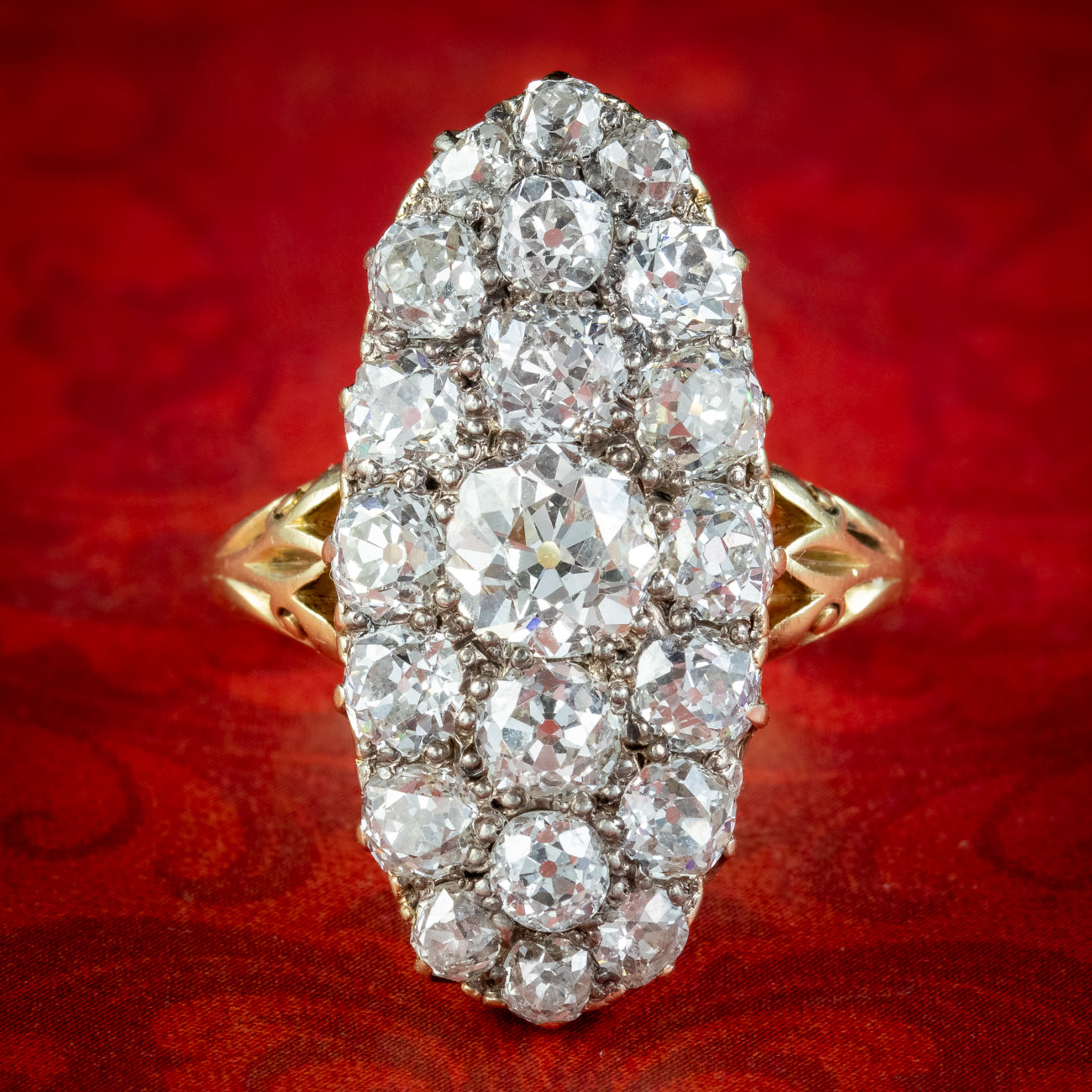 Antique Victorian Diamond Navette Cluster Ring 5ct Of Diamond With Box ...