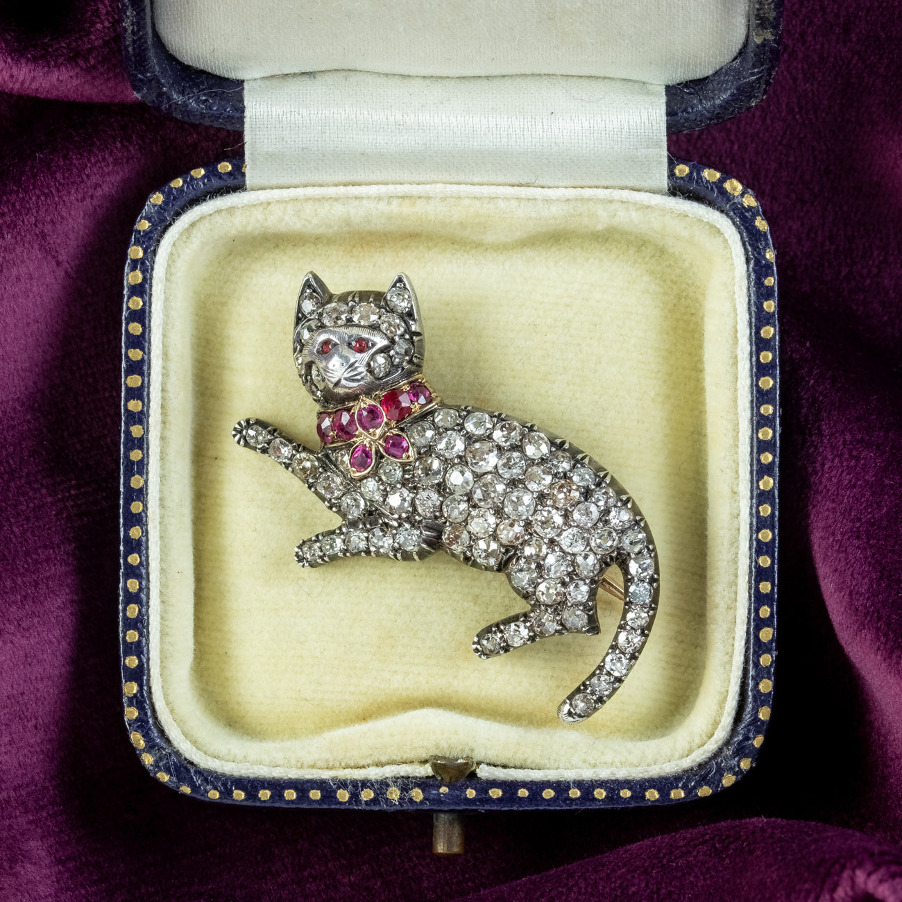 Antique Victorian Diamond Ruby Cat Brooch 5.5ct Of Diamond – Laurelle ...