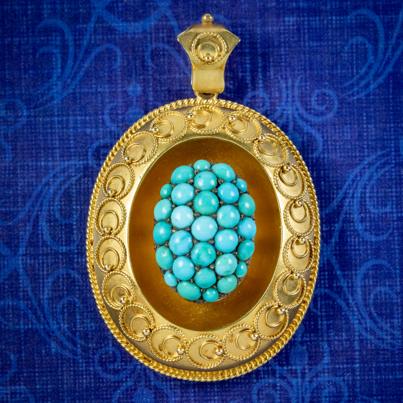 Antique Victorian Etruscan Turquoise Locket Pendant 18ct Gold Circa 18 ...