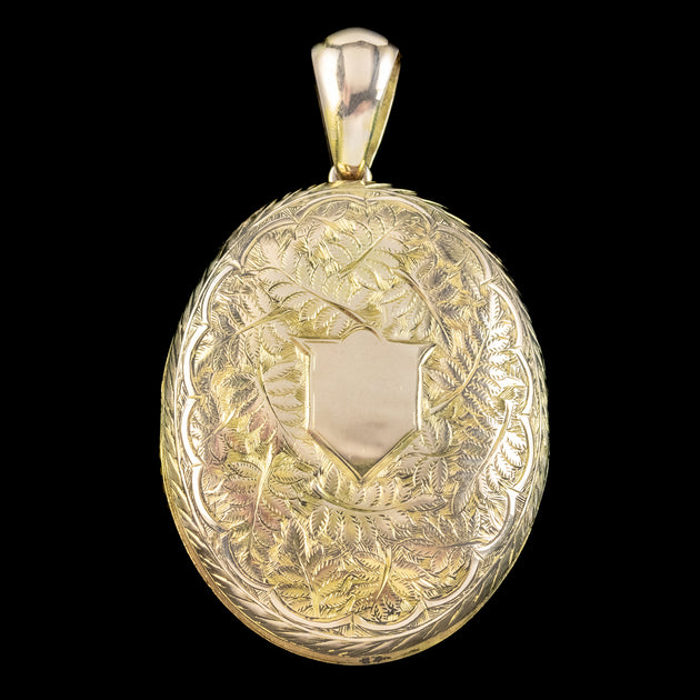 Antique Victorian Fern Leaf Locket 9ct Gold – Laurelle Antique Jewellery
