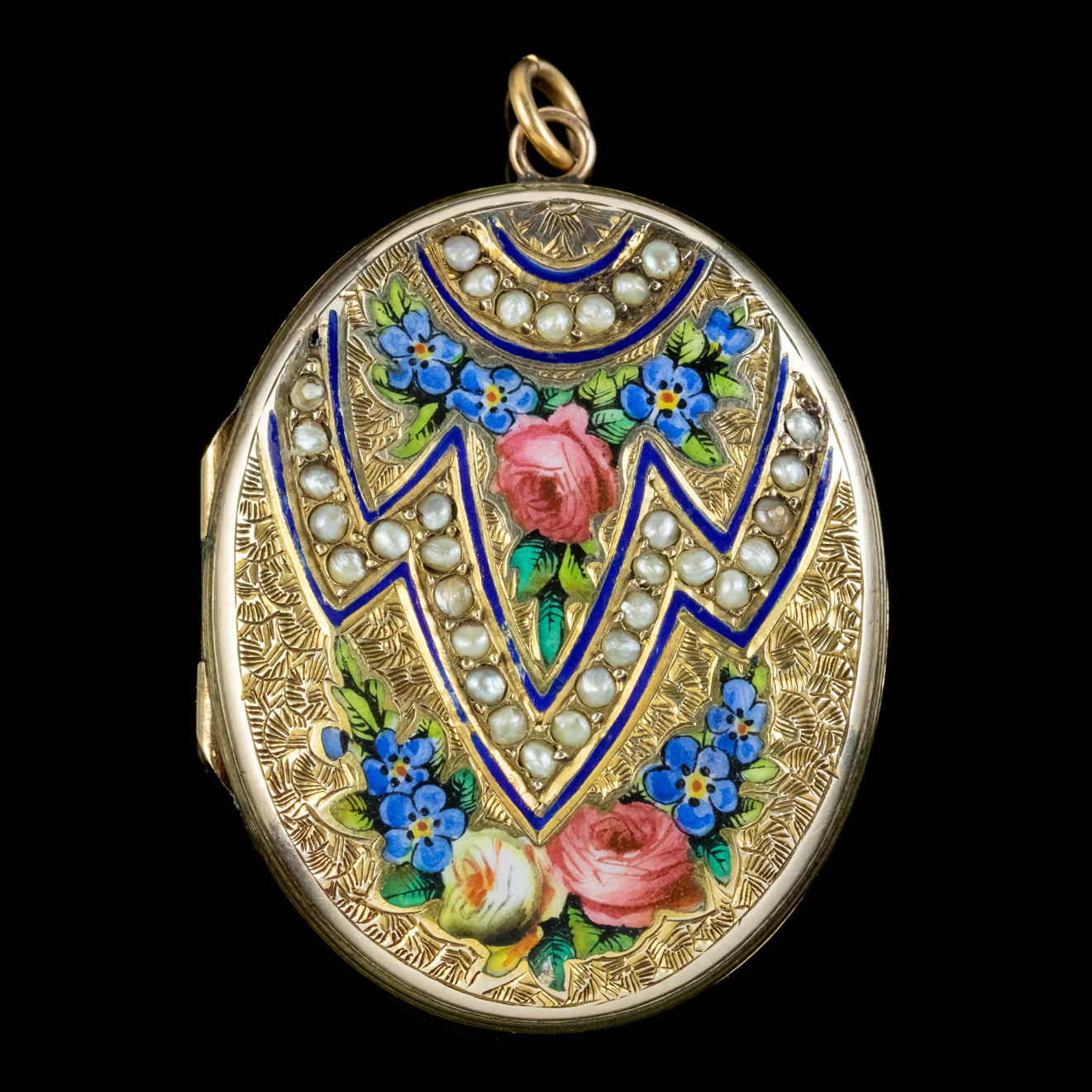 Antique Victorian Floral Pearl Enamel Locket 9ct Gold Circa 1880 ...