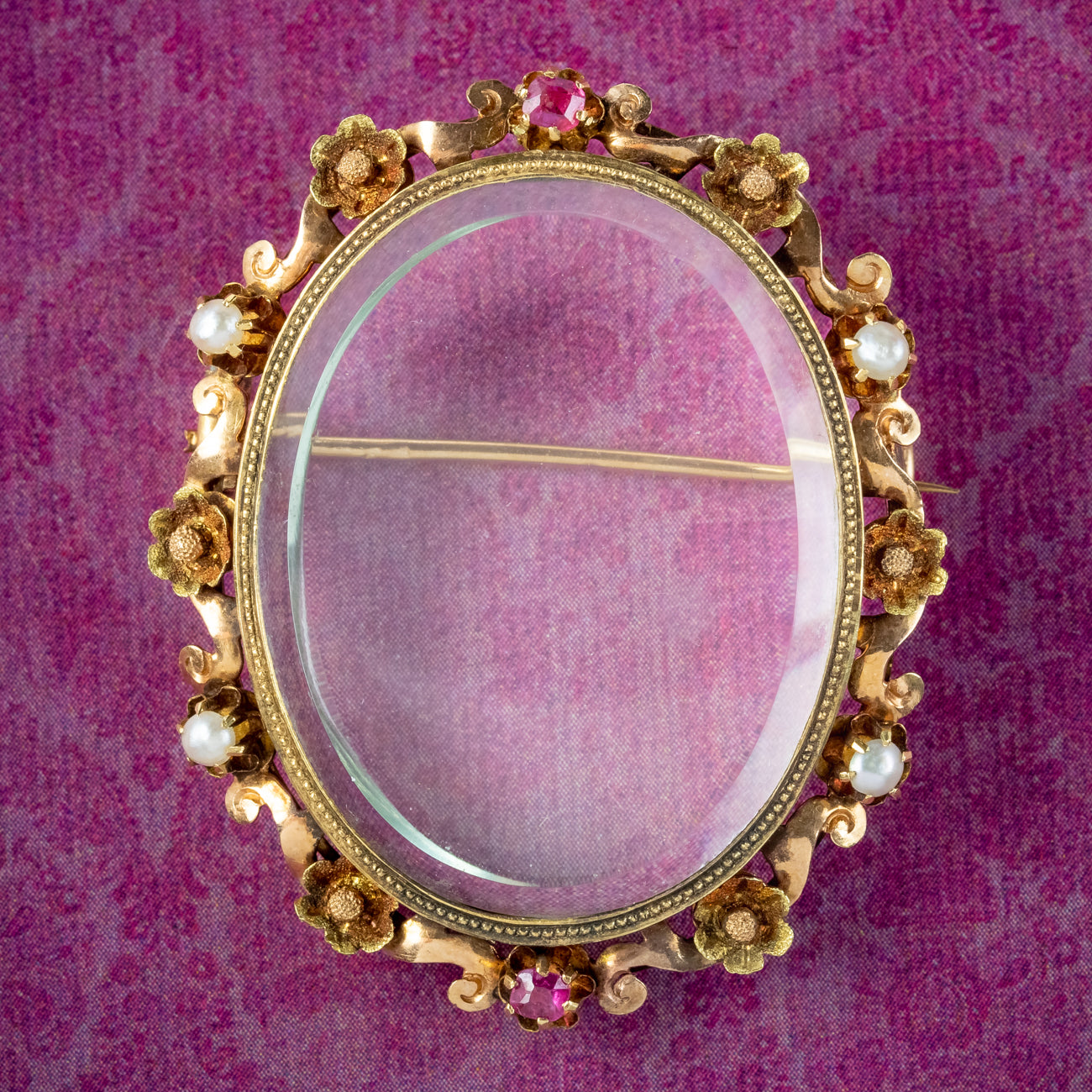 Antique Victorian French Ruby Pearl Picture Frame Brooch 15ct Gold ...
