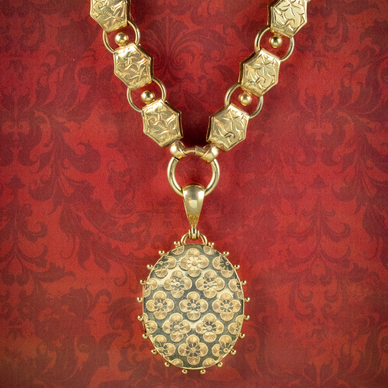 Antique Victorian Floral Locket And Collar Silver 18ct Gold Gilt ...