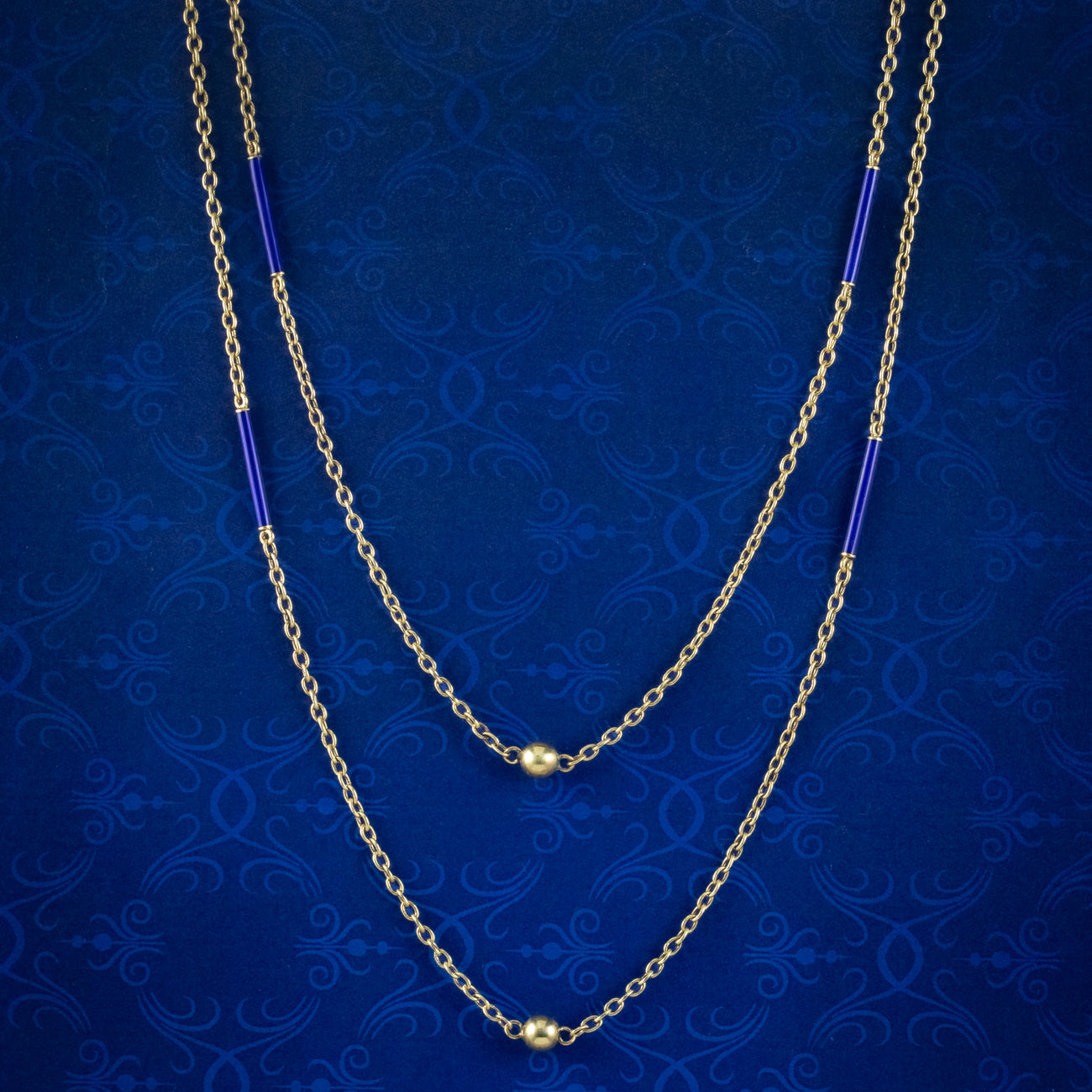 Antique Victorian Long Chain 9ct Gold Blue Enamel – Laurelle Antique ...