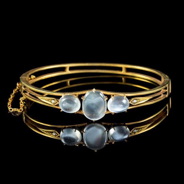 Antique Victorian Moonstone Bangle Silver Gold Gilt Circa 1880 ...