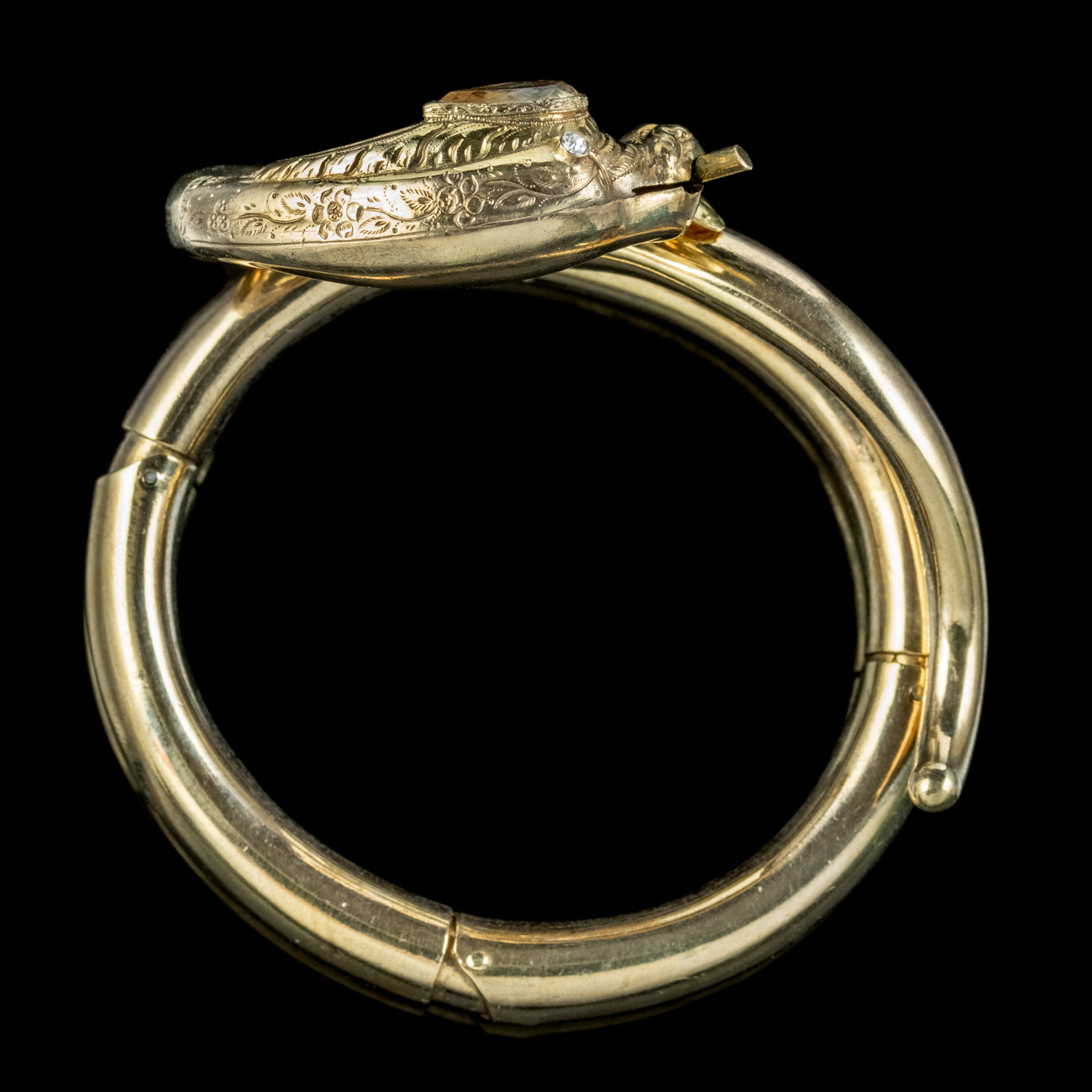 Antique Victorian Paste Snake Bangle Gold Gilt Turquoise Leaf ...