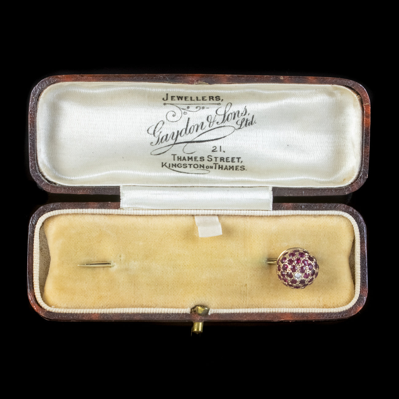 Antique Victorian Ruby Diamond Pin 18ct Gold Circa 1900 Boxed ...