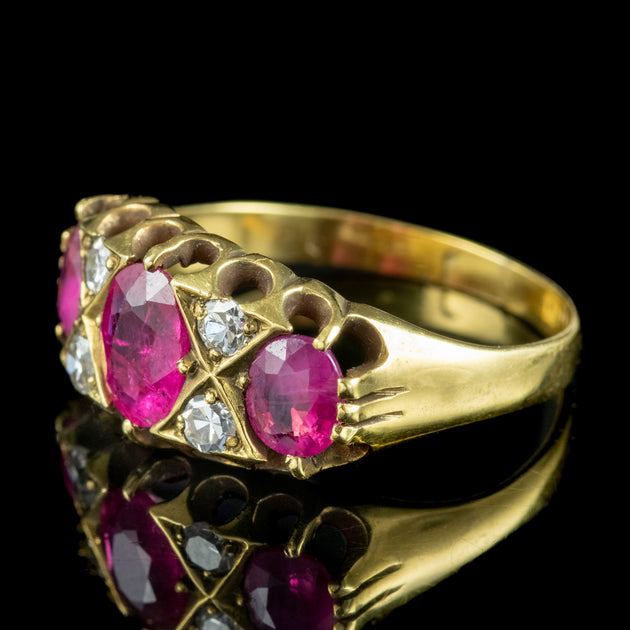 Victorian Style Ruby & Diamond Ring 1.8Ct | – Laurelle Antique Jewellery