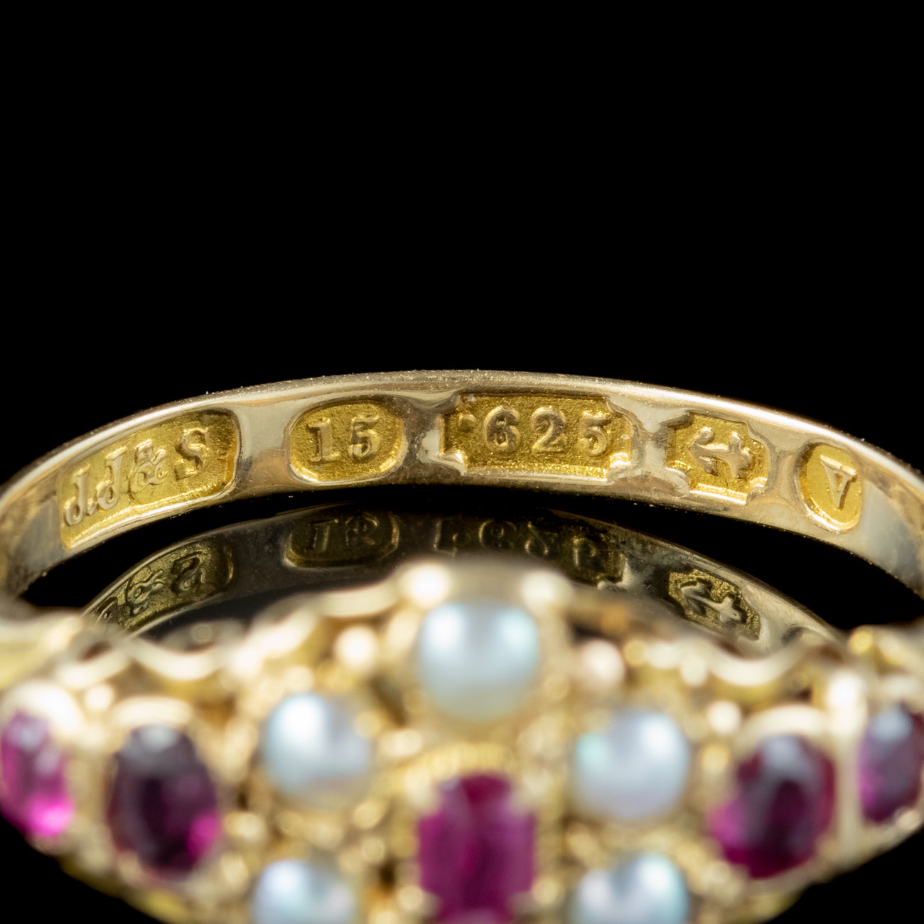 Antique Victorian Ruby Pearl Cluster Ring Dated 1870 – Laurelle Antique Jewellery