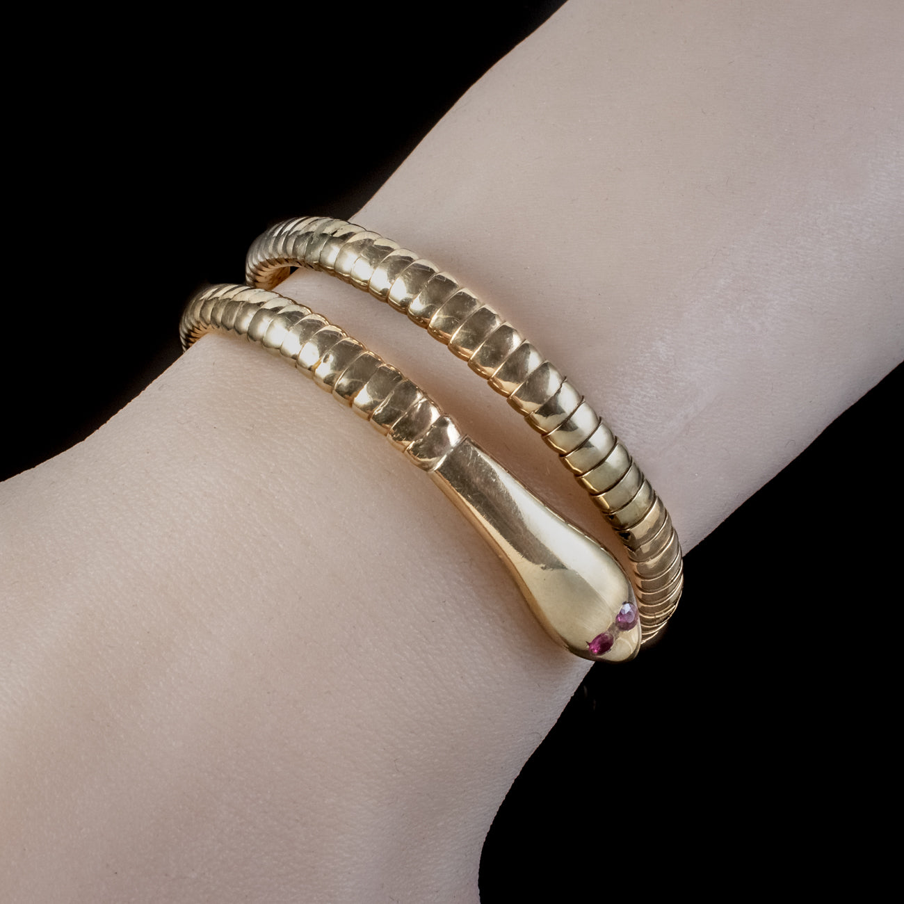 Antique Victorian Snake Bangle 9ct Gold Ruby Eyes – Laurelle Antique ...