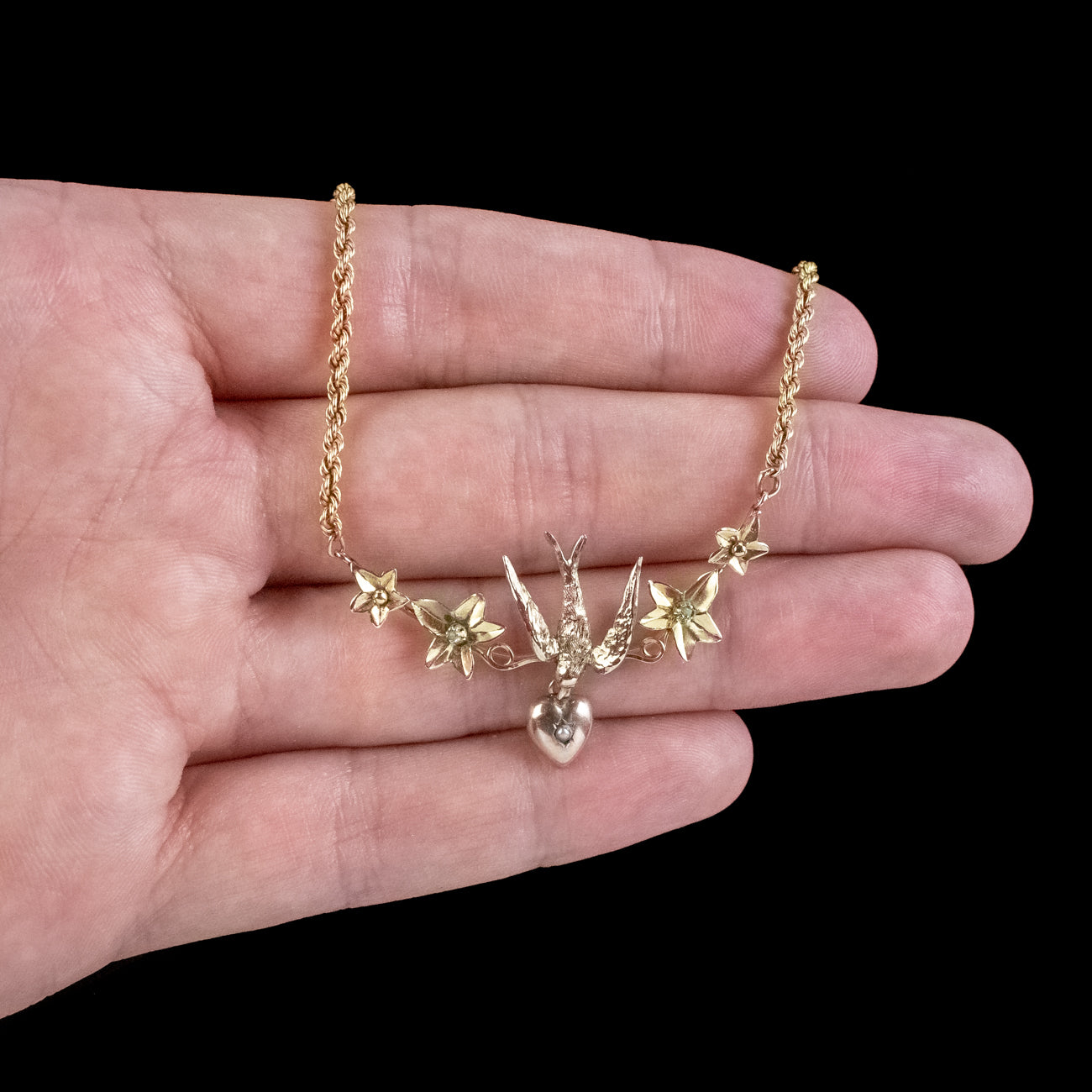 Antique Victorian Swallow Heart Ivy Necklace 9ct Gold – Laurelle ...