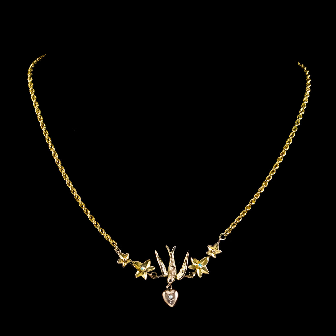 Antique Victorian Swallow Heart Ivy Necklace 9ct Gold – Laurelle ...