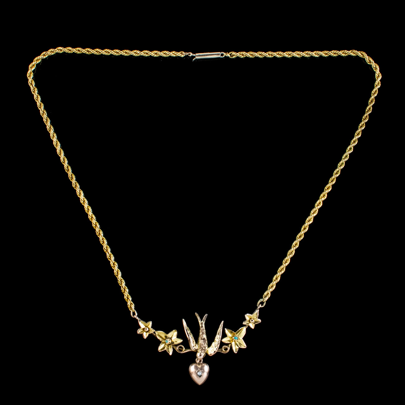 Antique Victorian Swallow Heart Ivy Necklace 9ct Gold – Laurelle ...