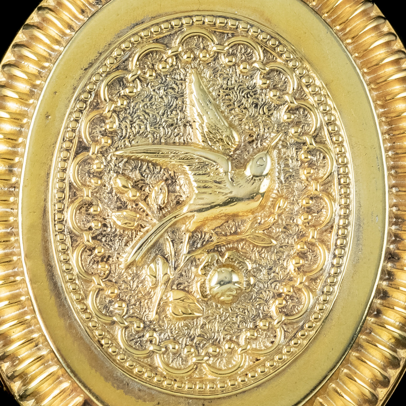 Antique Victorian Bird Locket And Collar Silver 18ct Gold Gilt ...