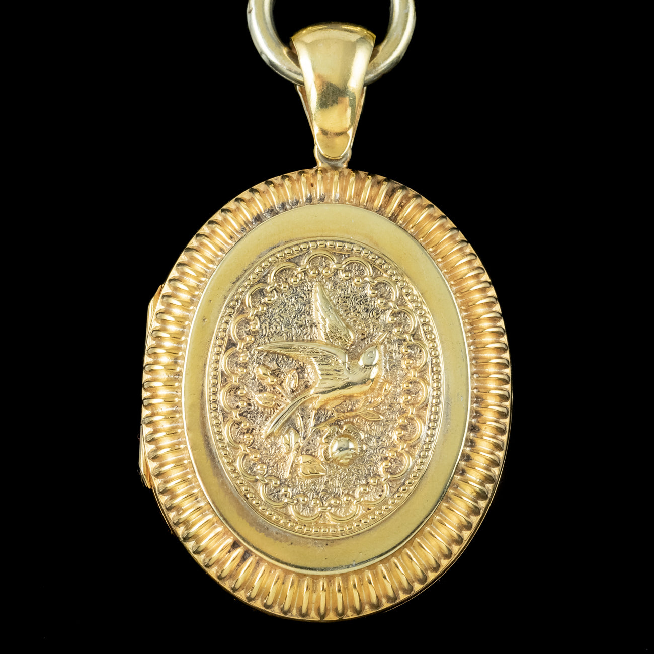 Antique Victorian Bird Locket And Collar Silver 18ct Gold Gilt ...