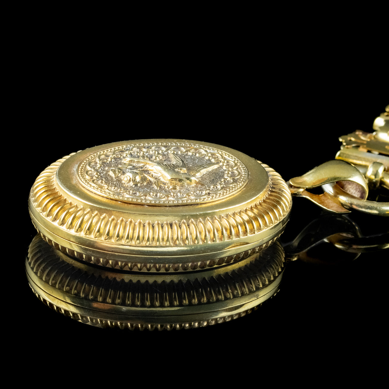 Antique Victorian Bird Locket And Collar Silver 18ct Gold Gilt ...