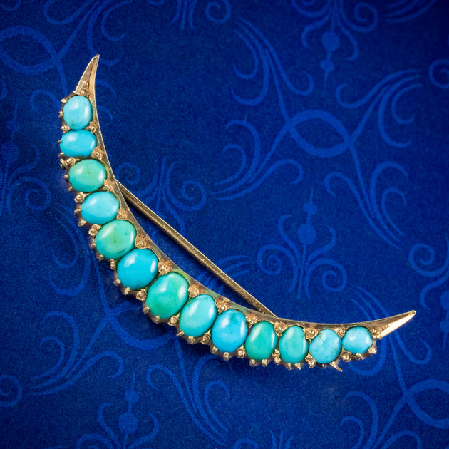 Antique Victorian Turquoise Crescent Moon Brooch 18ct Gold – Laurelle ...
