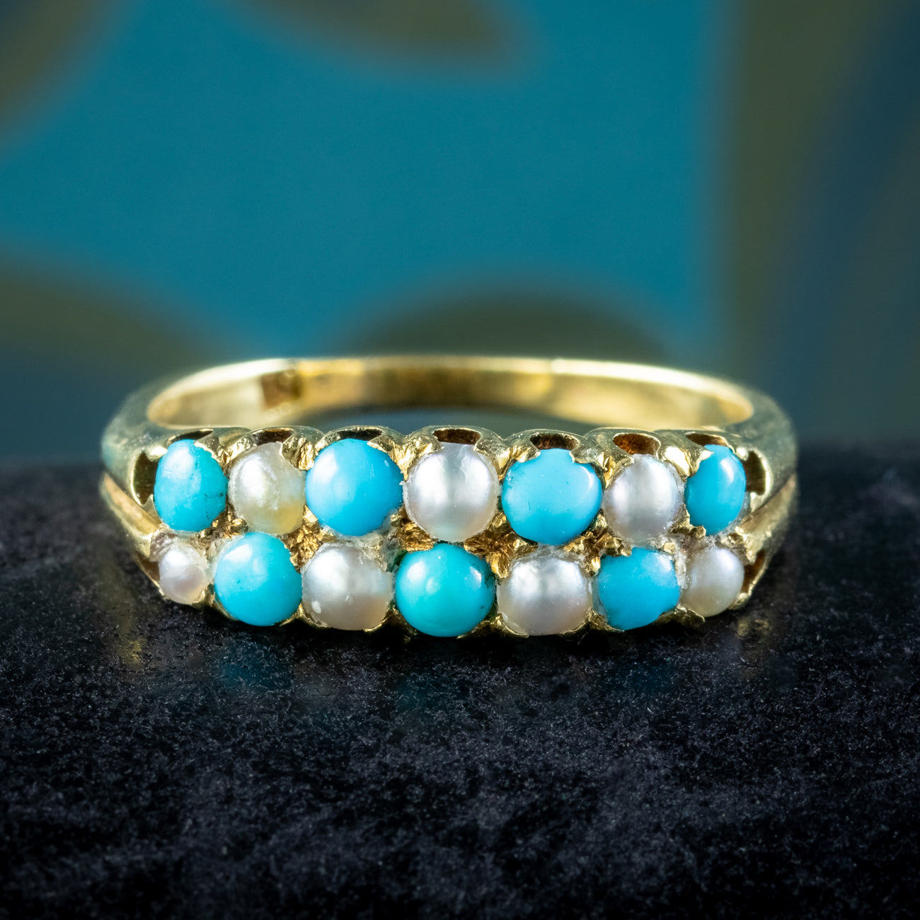 Antique Victorian Turquoise Pearl Checkerboard Ring – Laurelle Antique ...