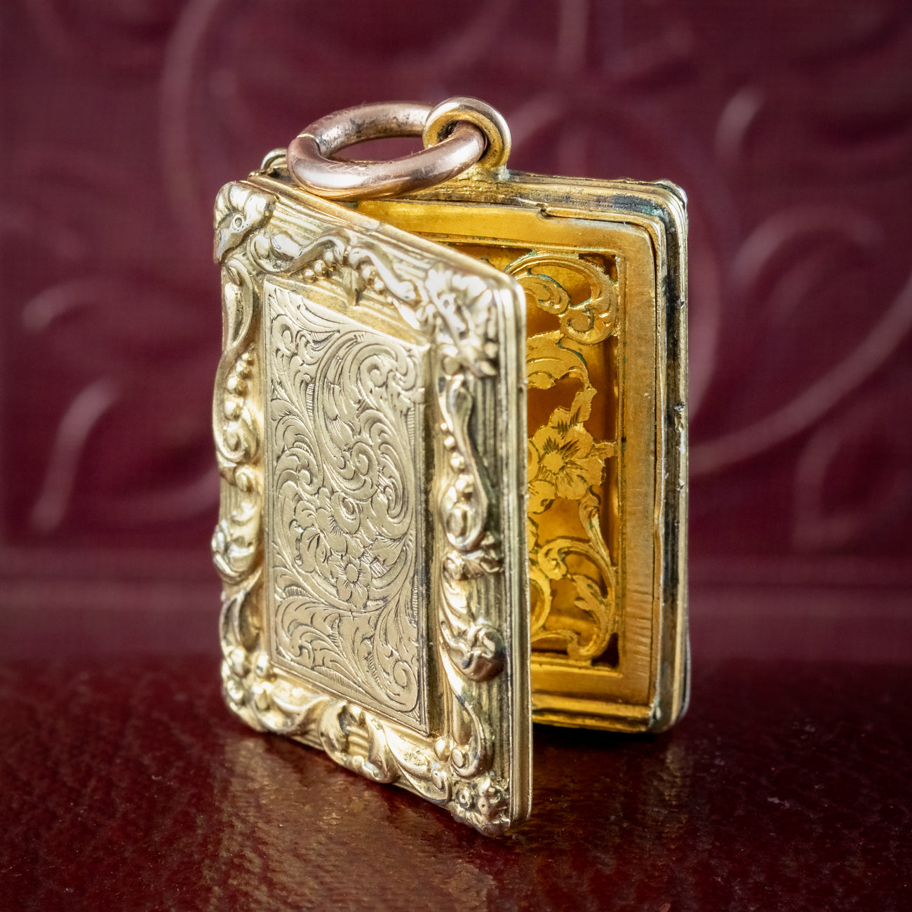 Antique Victorian Vinaigrette Book Locket Silver 15ct Gold Gilt ...